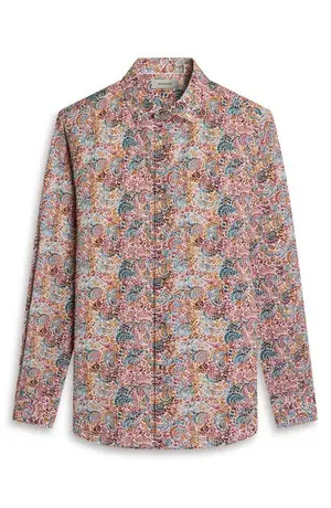 Bugatchi Julian Shaped Fit Paisley Cotton Button-up Shirt - Sienna