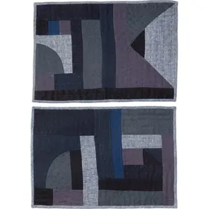 THOMPSON STREET STUDIO Linen & Cotton Patchwork Placemat - Indigo