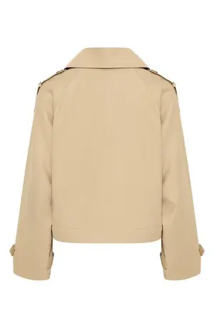 ICHI Cropped Trench Coat - Cornstalk