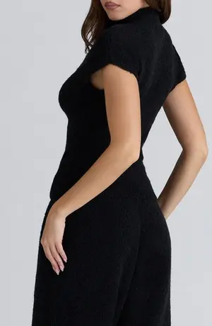 House Of Cb Cap Sleeve Bouclé Sweater