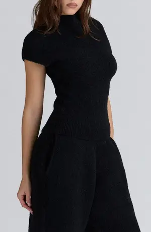 House Of Cb Cap Sleeve Bouclé Sweater