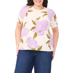 CECE DUPRAZ Hydrangea Short Sleeve Sweater - Orchid Petal