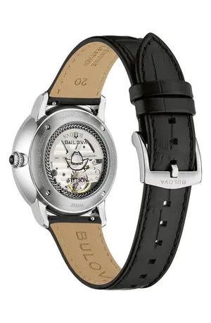 Bulova X Stetson Bison Automatic Leather Strap Watch