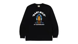 A BATHING APE Abc Camo Milo Long Sleeve Tee - Black/blue