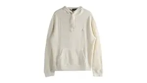 Polo Ralph Lauren Longsleeve Cotton Wool Textured Hooded Pullover Sweater - Andover Cream