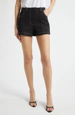 Ramy Brook Marco Pintuck Cotton Blend Shorts - Black