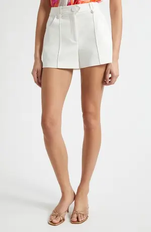 Ramy Brook Marco Pintuck Cotton Blend Shorts Ivory