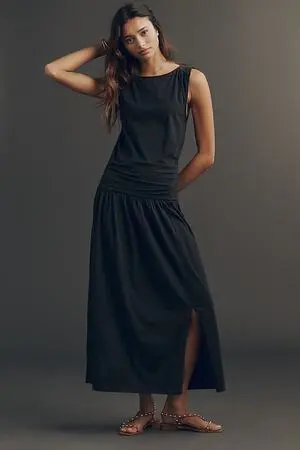 NATION LOS ANGELES Cotton Cleo Midi Dress - Black