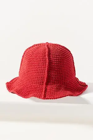 Anthropologie Wyeth Solea Crochet Bucket Hat - Bright Red