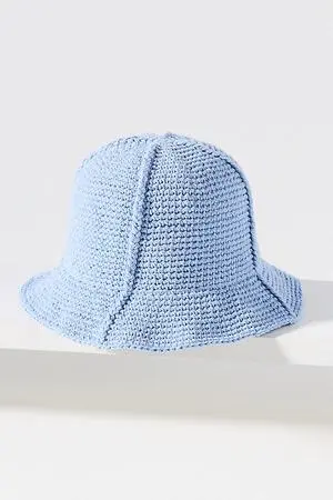 Anthropologie Wyeth Solea Crochet Bucket Hat - Light Blue