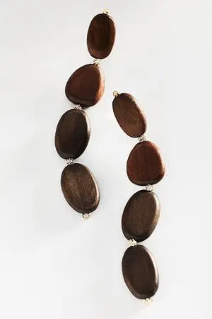 Anthropologie Wooden Droplet Earrgs - Brown