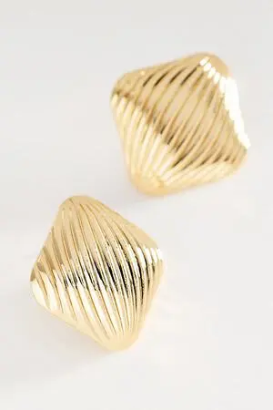 Anthropologie Grooved Square Post Earrings Gold