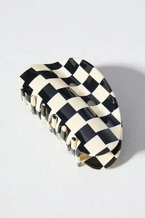 CHUNKS Checkered Claw Clip Black & White Pattern