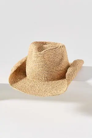 NIKKI BEACH Carrera Raffia Rancher Hat - Natural/gold
