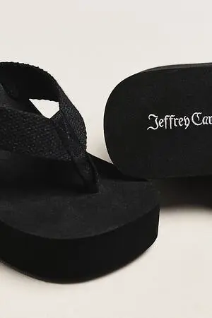 Jeffrey Campbell Astria Wedge Thong Sandals - Black