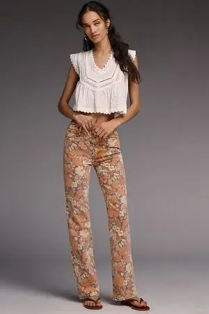 MOTHER High-rise Straight Leg Jeans - Orange Blossom