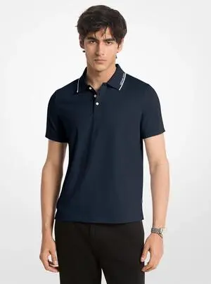 Michael Kors Logo Trim Cotton Jersey Polo Shirt In Size By