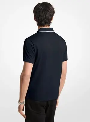 Michael Kors Logo Trim Cotton Jersey Polo Shirt In Size By