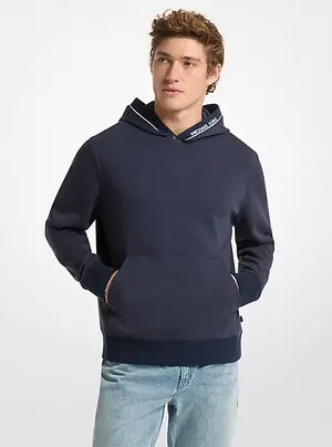 Michael Kors Logo Trim Cotton Blend Hoodie - Blue