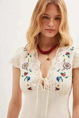 Rixo Amari Daisy Sun Embroidery Regular
