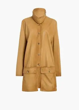 Khaite Harmon Coat In Washed Leather - Golden Ochre