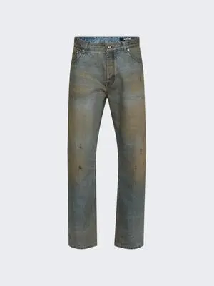 Jacquemus The Berger De-nimes Denim Jeans Distressed And Tabac - Blue