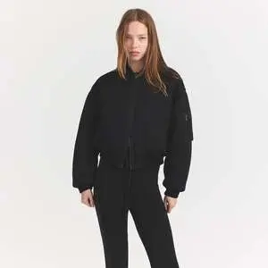 SKIMS Neoprene Outerwear Reversible Bomber Jacket - Obsidian