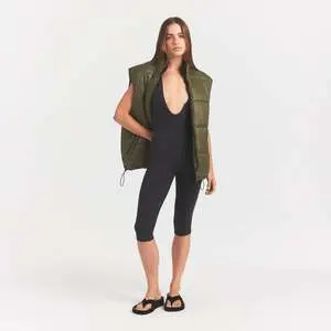 SKIMS Lightweight Puffer Oversized Vest - Olive