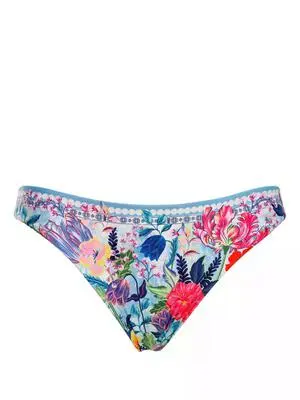 Agua Bendita Ilu Floral Reversible Bikini Bottoms - Blue