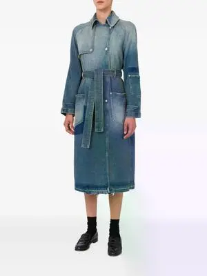 Moschino Belted Denim-patchwork Trench Coat