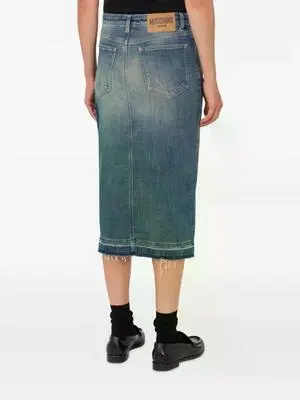 Moschino Midi Denim Skirt With Raw Hem