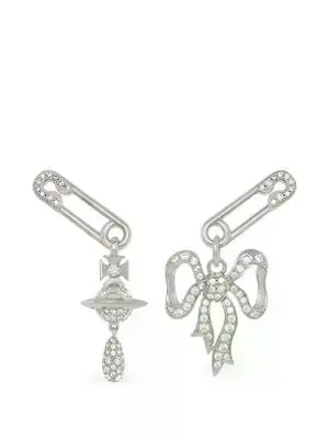 VIVIENNE WESTWOOD Bow Safety Pin Earrings - Silver