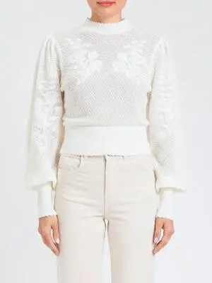 TWINSET Cotton Crochet Pullover With Lace Inserts