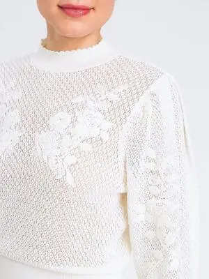 TWINSET Cotton Crochet Pullover With Lace Inserts