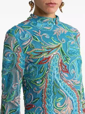 Etro Crochet-effect Mini Dress With Sequin Embroidery
