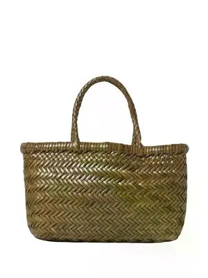 Dragon Diffusion Mini Flat Gora Woven-design Tote Bag - Brown