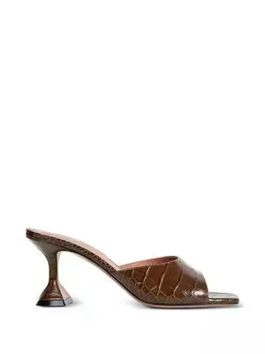 Amina Muaddi Lupita Croc-effect Mules - Brown