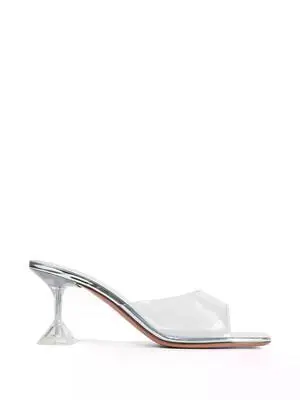 Amina Muaddi Lupita Glass Open-toe Mules - Silver