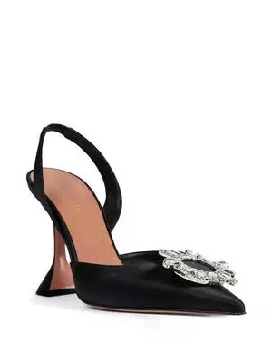 Amina Muaddi Begum Sling Embellished Slingback Pumps - Black