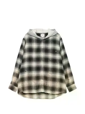 KAMIYA Hooded Checked Shirt - Black