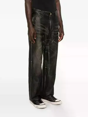 KAMIYA Panelled Leather Trousers
