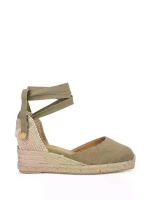 CastaÑer Tie-fastening Wedge Espadrilles - Green