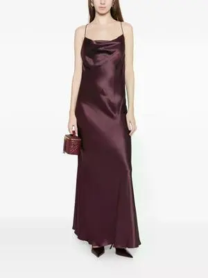 Pinko Cowl-neck Satin Maxi Dress