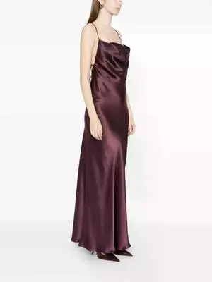Pinko Cowl-neck Satin Maxi Dress