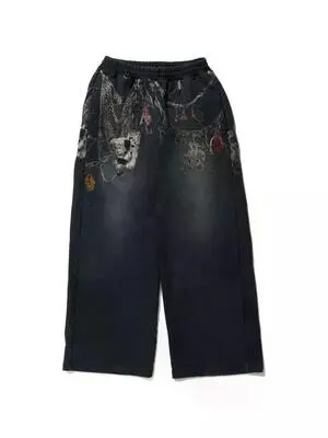DOUBLET Printed Drawstring Trousers - Black