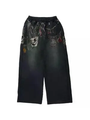DOUBLET Printed Drawstring Trousers - Black