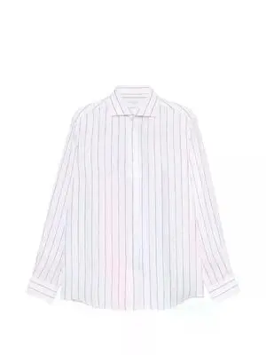 Brunello Cucinelli Striped-pattern Linen Shirt - White