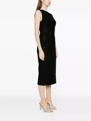 Pinko Midi Drupa Lace Slit Dress - Black