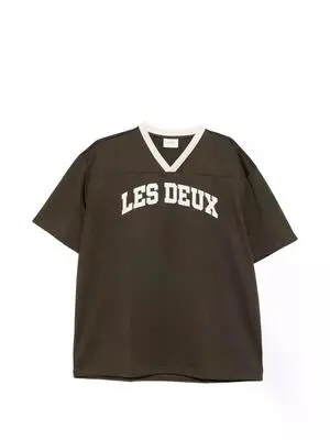 LES DEUX V-neck Perforated T-shirt - Brown