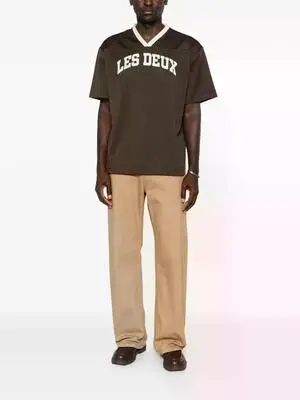 LES DEUX V-neck Perforated T-shirt - Brown